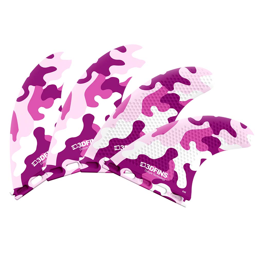 3DFins - Quad Pink Camo (Futures) - Medium – Wetfins