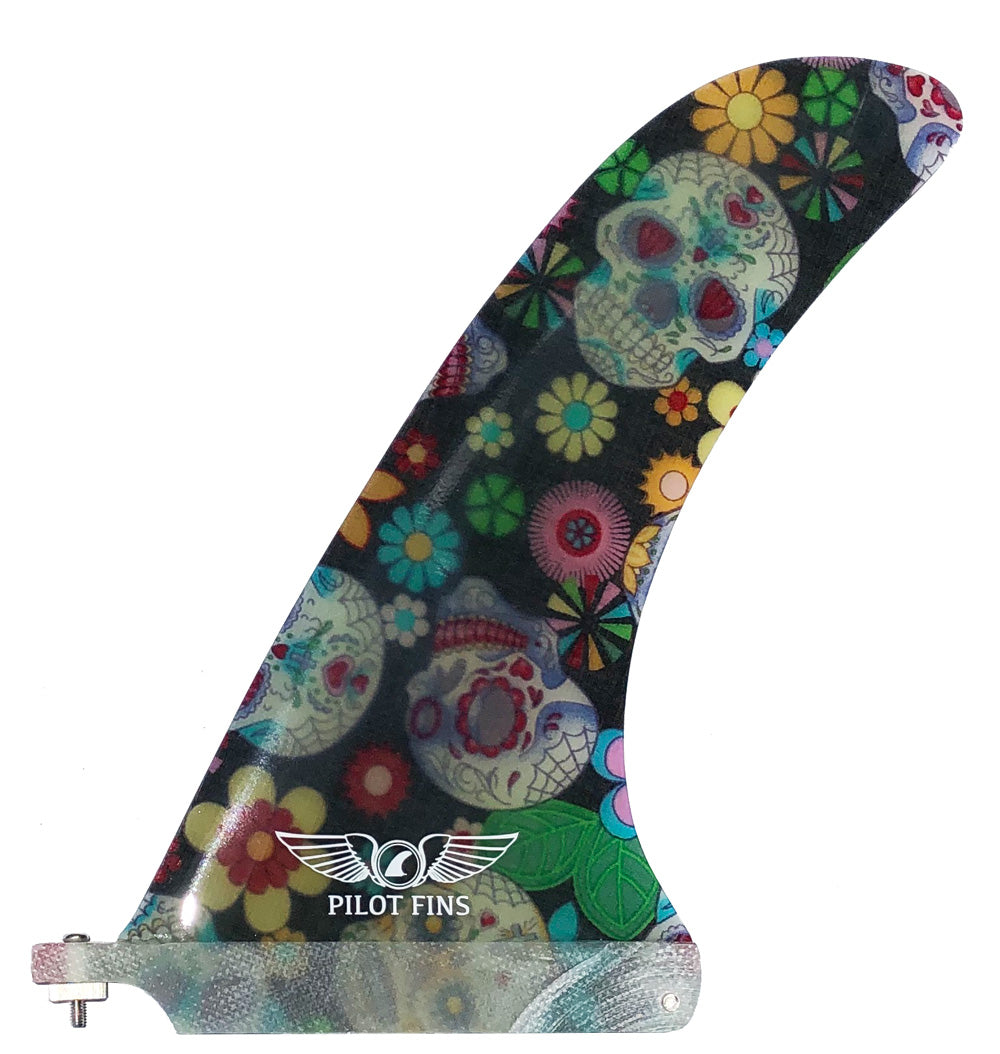 Pilot Fins - 9" Skinny Keel - Black Skulls – Wetfins