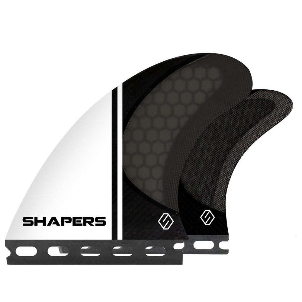 Shapers Fins - Vert Quad (Futures) - White - Medium/Large – Wetfins