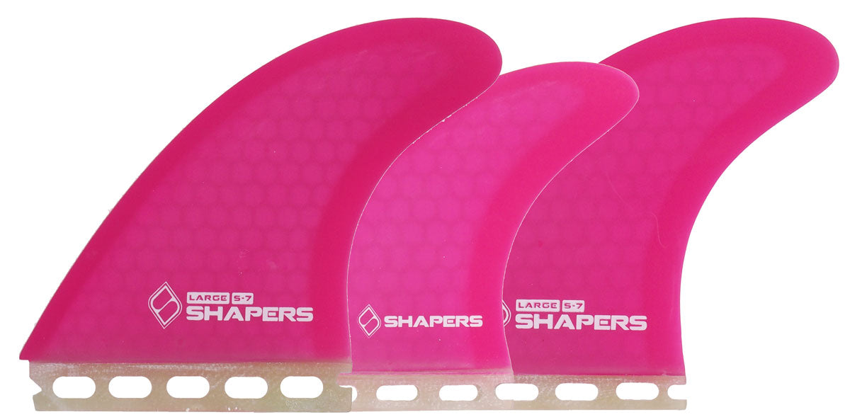 Shapers Fins - S7 Tri-Quad-5 Fin (Futures) - Pink - Large – Wetfins
