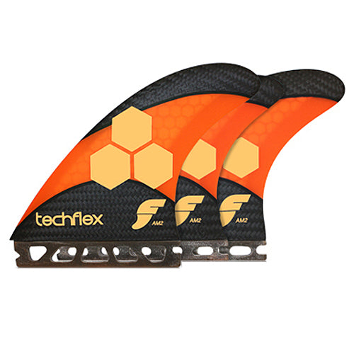 Future Fins - AM2 Techflex Tri Quad(5 Fin) - Orange Hex - Large – Wetfins